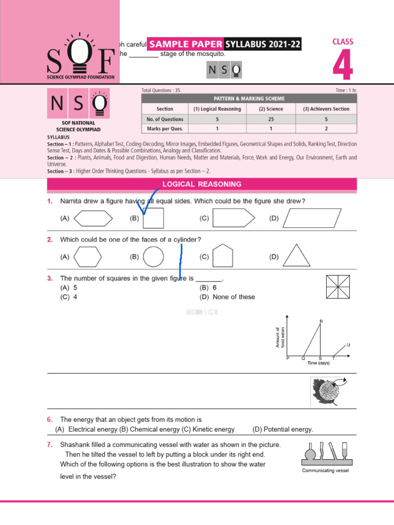Nso Sample Paper Class-4 | PDF