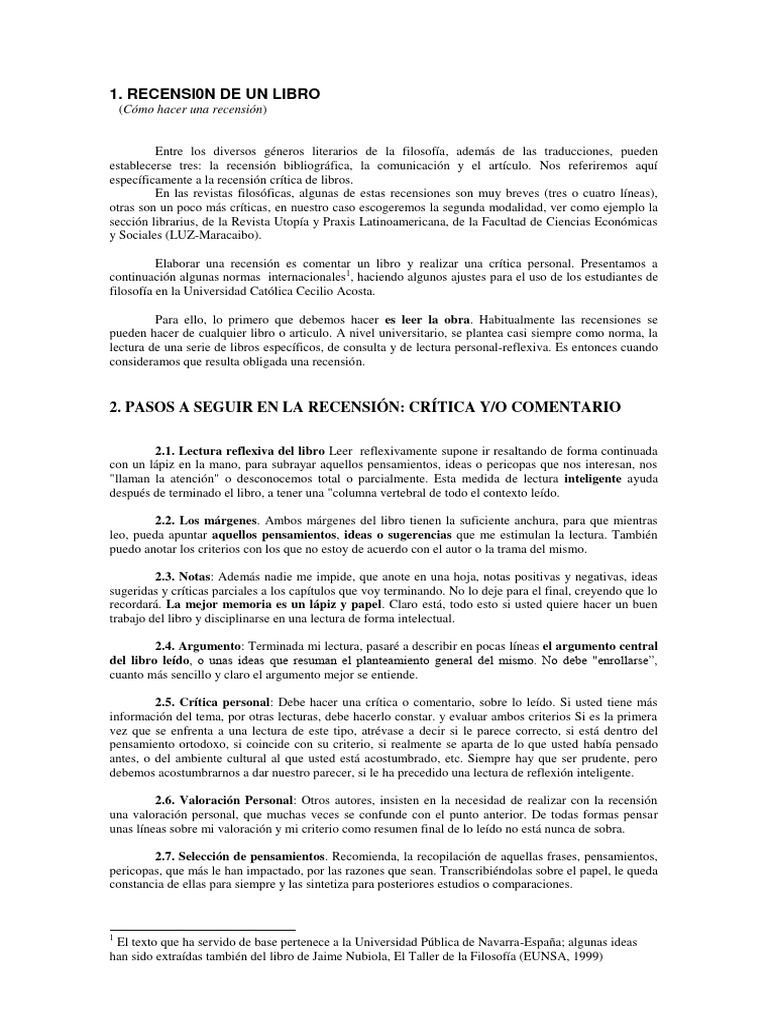 La Recension de Un Libro | PDF