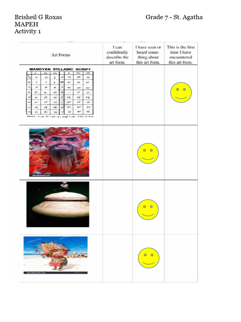 MAPEH 7 Activity Oct 31 | PDF
