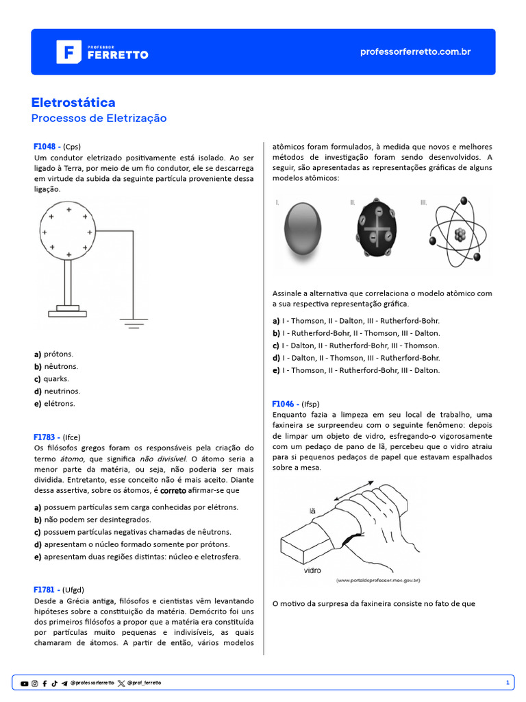 Questions Fisica Eletrostatica Processos-De-eletrizacao | PDF | Carga ...