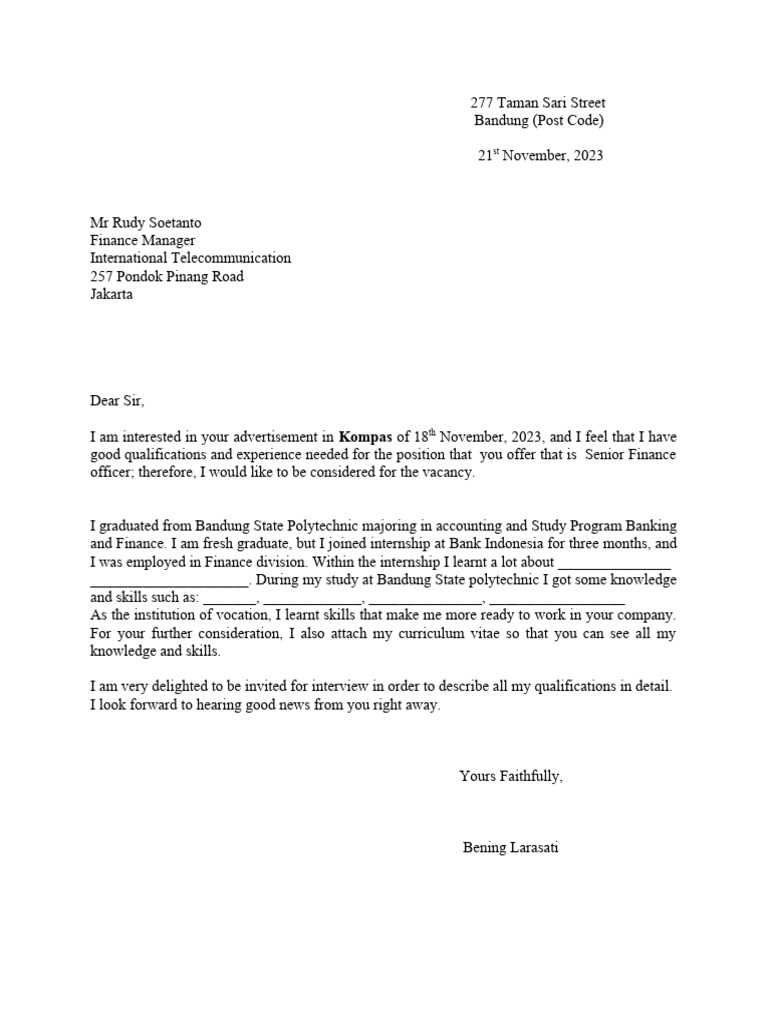 Appliation Letter-2023-2024 | PDF