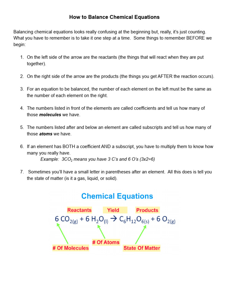 How To Balance Chemical Equations: Example: 3CO Means You Have 3 C's ...
