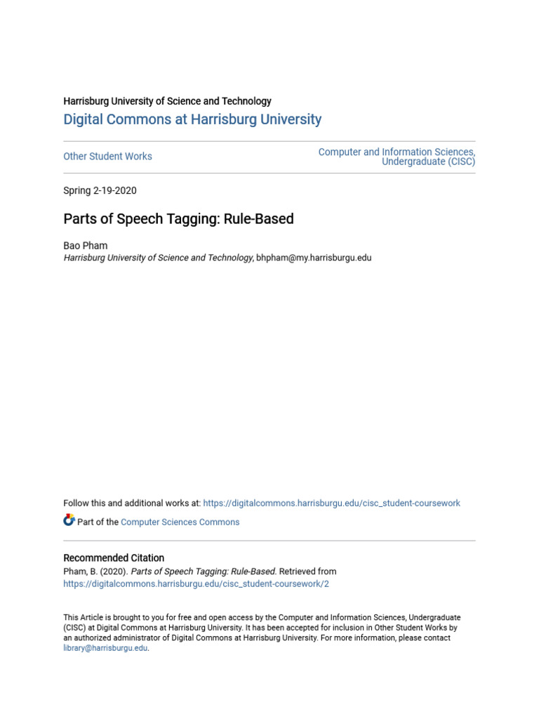 Parts Of Speech Tagging Rule Based Download Free Pdf Verb Phrase 