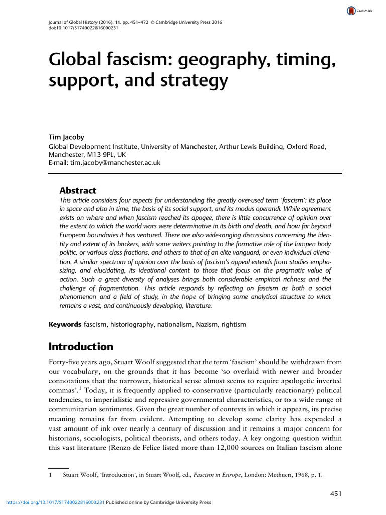 Global Fascism Geography Timing Support and Strategy | PDF | Fascism ...