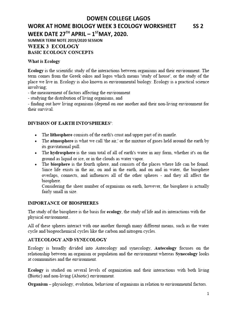 Ecology Concepts and Measurements Worksheet | PDF | Soil | Ph