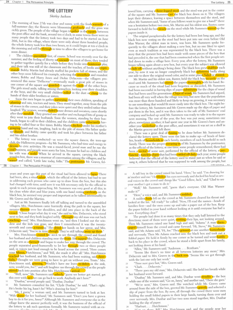 Shirley Jackson The Lottery | PDF