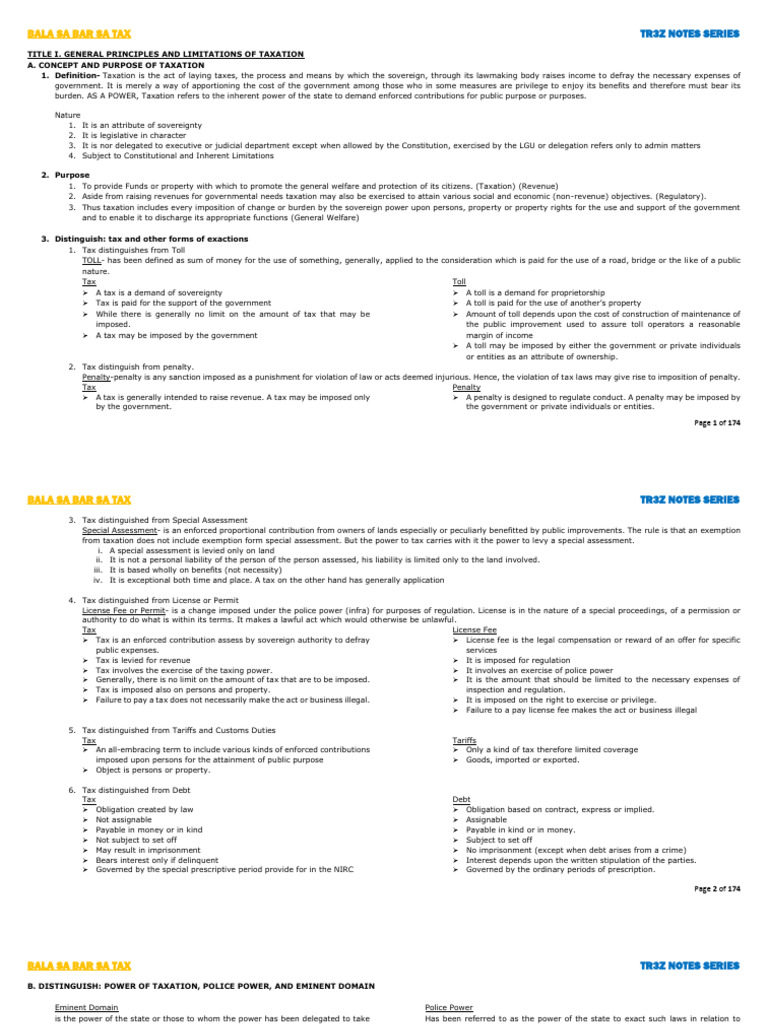 Tax Law Bala Sa Bar Series | PDF | Taxes | Taxation In The United States