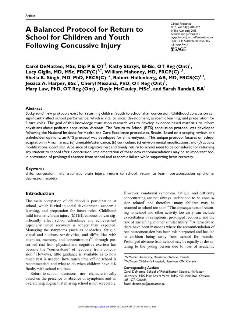 A Balanced Protocol | Download Free PDF | Concussion | Clinical Medicine