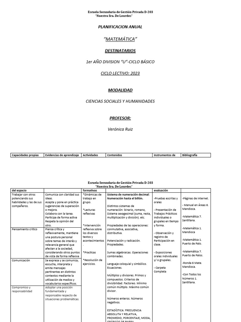 Planificacion Anual 2023 | Descargar gratis PDF | Aprendizaje | Agua Planificacion Anual 2023 | Descargar gratis PDF | Aprendizaje | Agua
