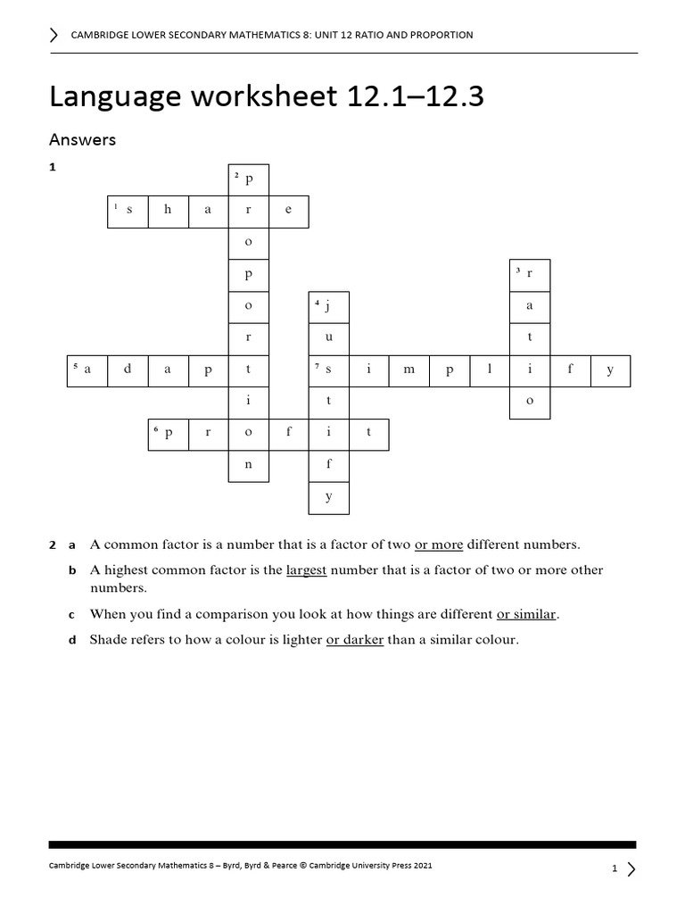 Unit 12 Worksheet 12.1-12.3 Answers | PDF