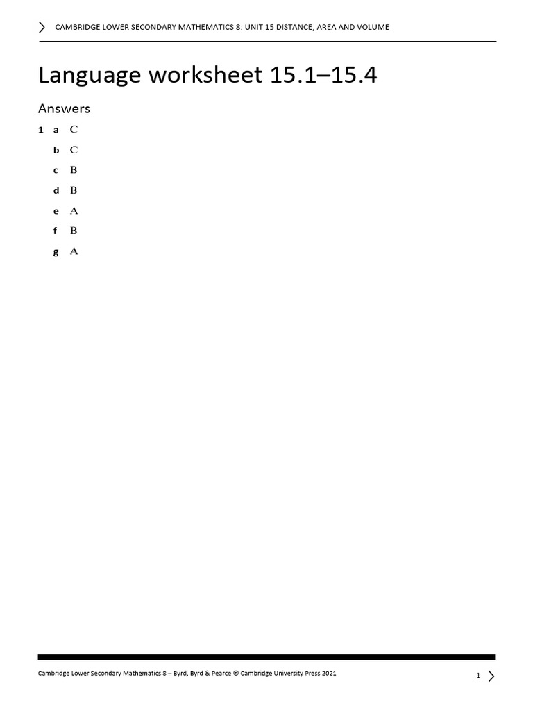 Unit 15 Worksheets Answers | PDF