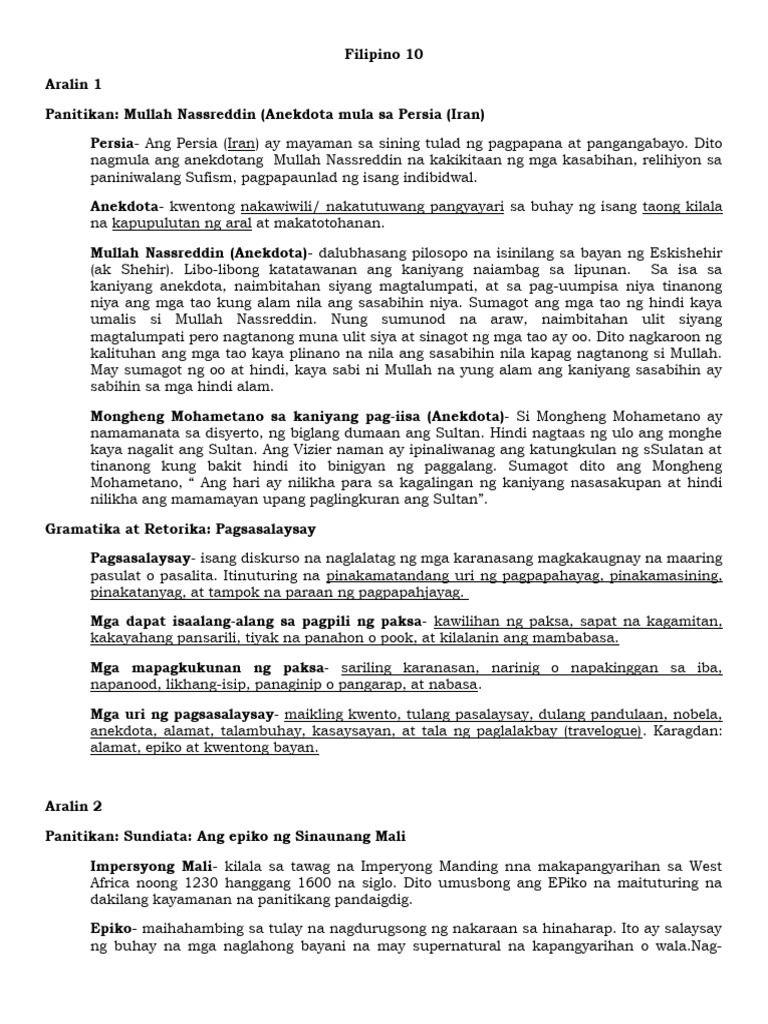 Reviewer-para-sa-Asignaturang-Filipino | PDF