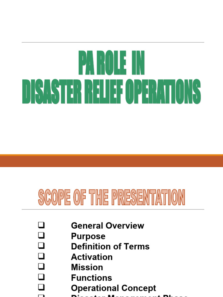 Philippine Army's Role in Disaster Relief Opns | PDF | Emergency ...