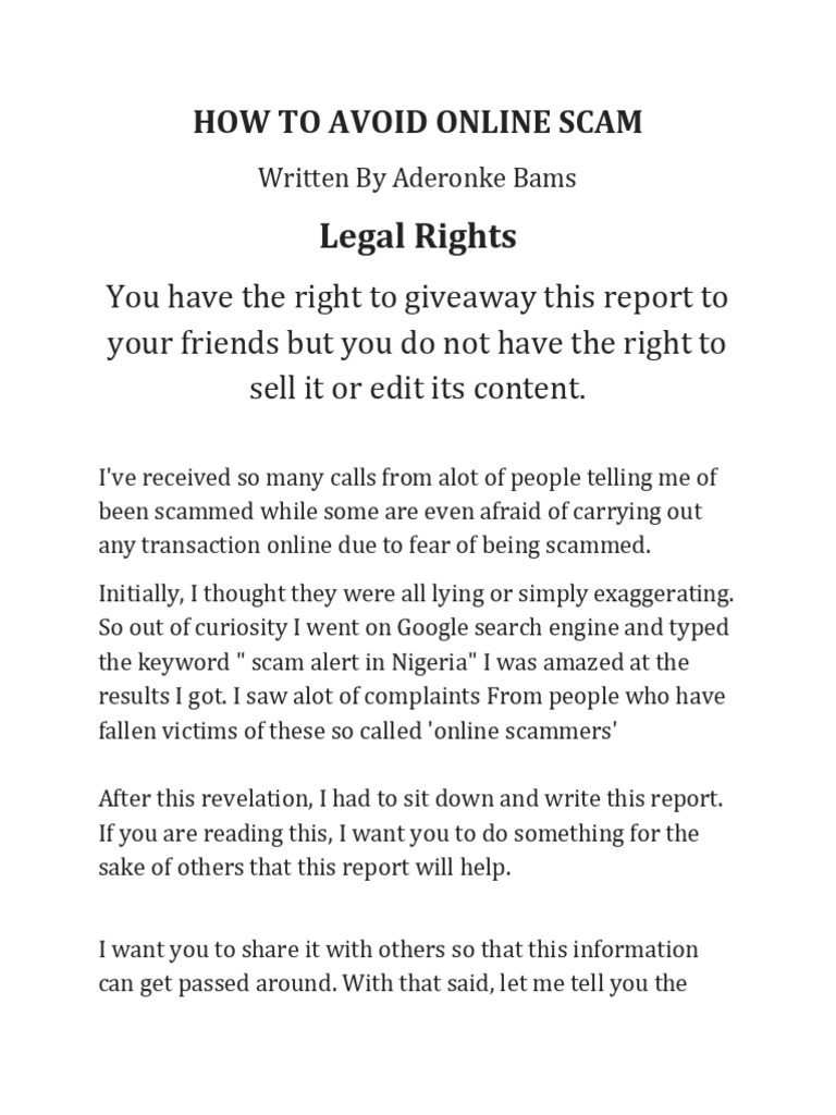 How To Avoid Online Scam | PDF | Cyberspace | World Wide Web