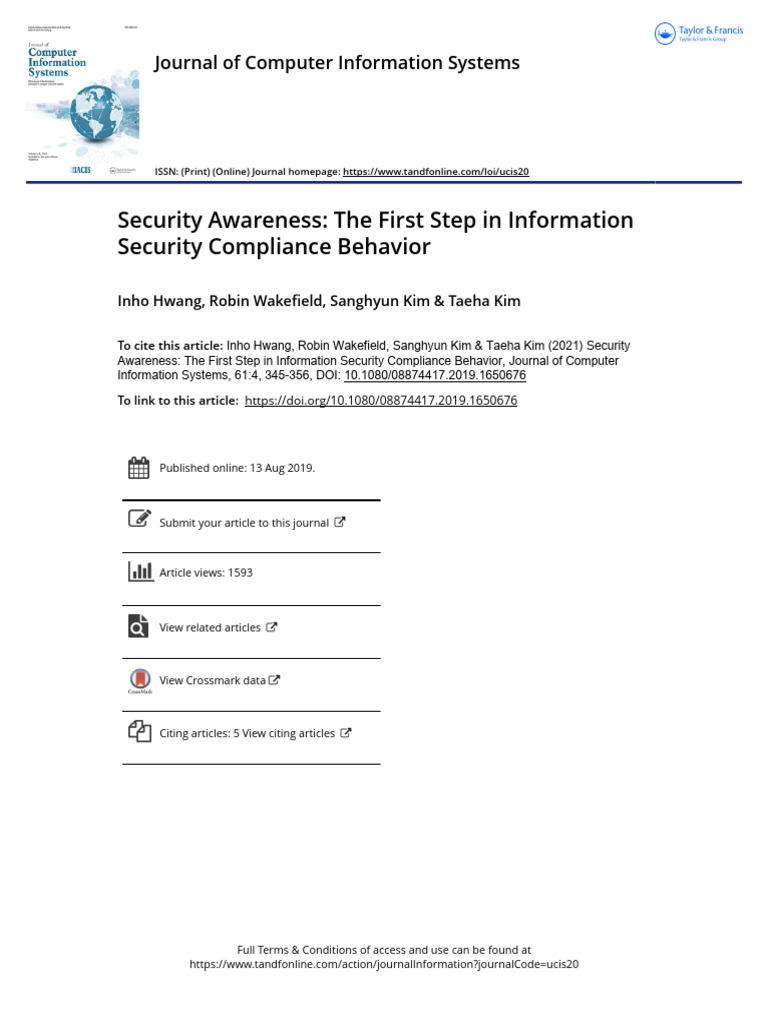 #6 - Security Awareness The First Step in Information Security ...