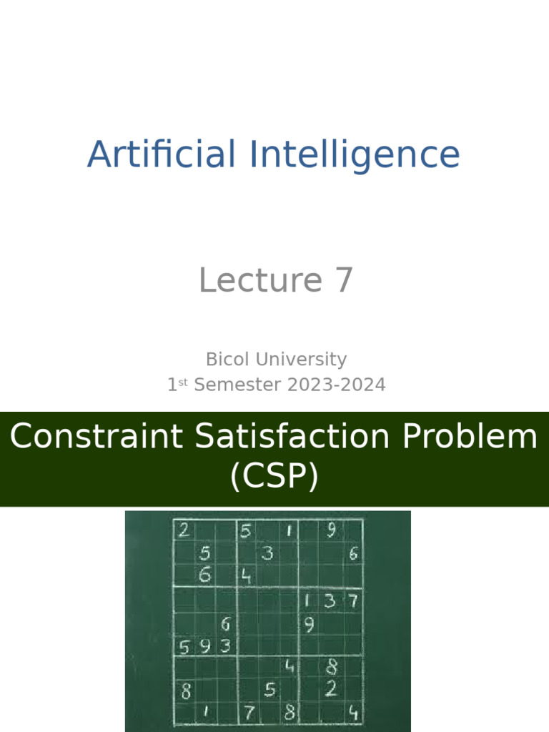 AI-Lecture 7(Constraint Satisfaction Problems) | PDF | Computer Programming | Mathematics