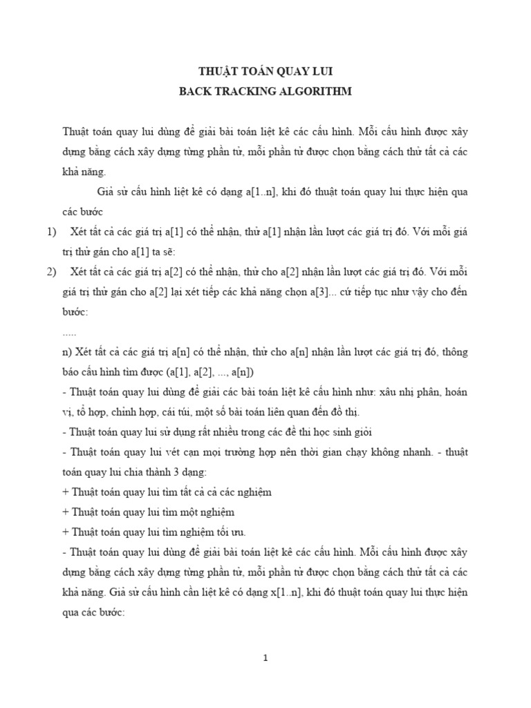 THUẬT TOÁN QUAY LUI | PDF