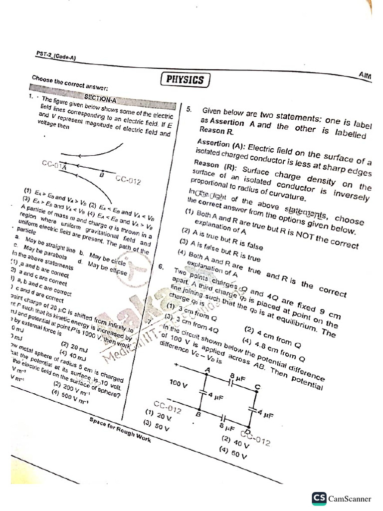 PST 2 Question Paper @AakashNeetards | PDF