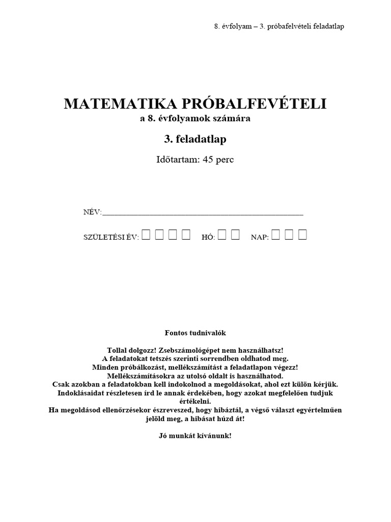 Probafelveteli-3. Változat | PDF