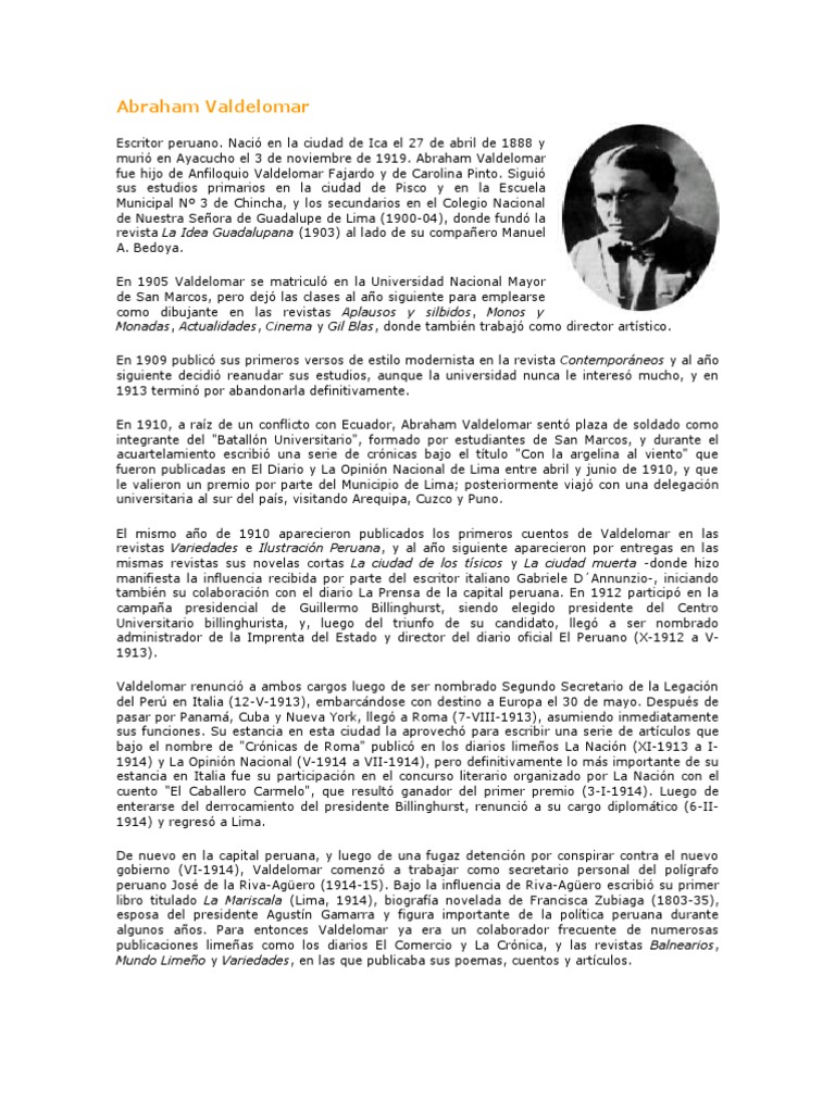 Abraham Valdelomar | PDF
