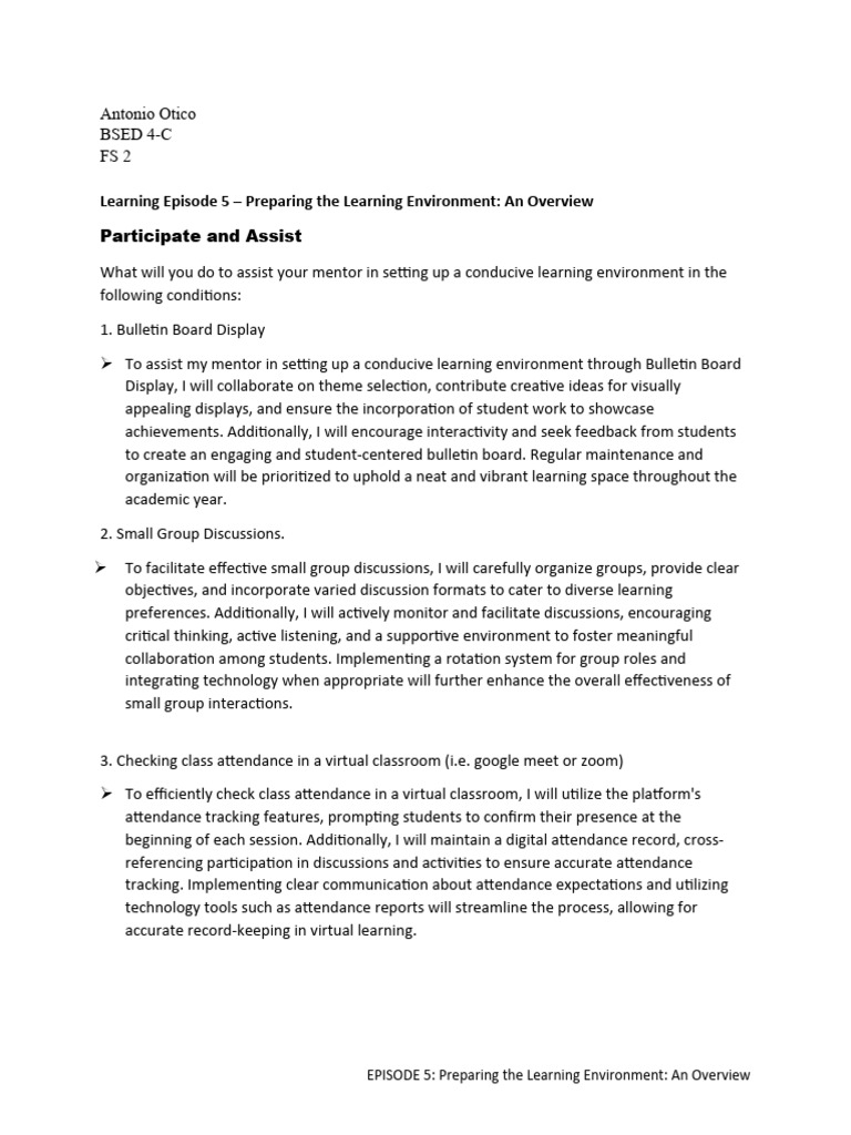 FS2 Learning EPs 5 OTICO | PDF | Learning | Distance Education