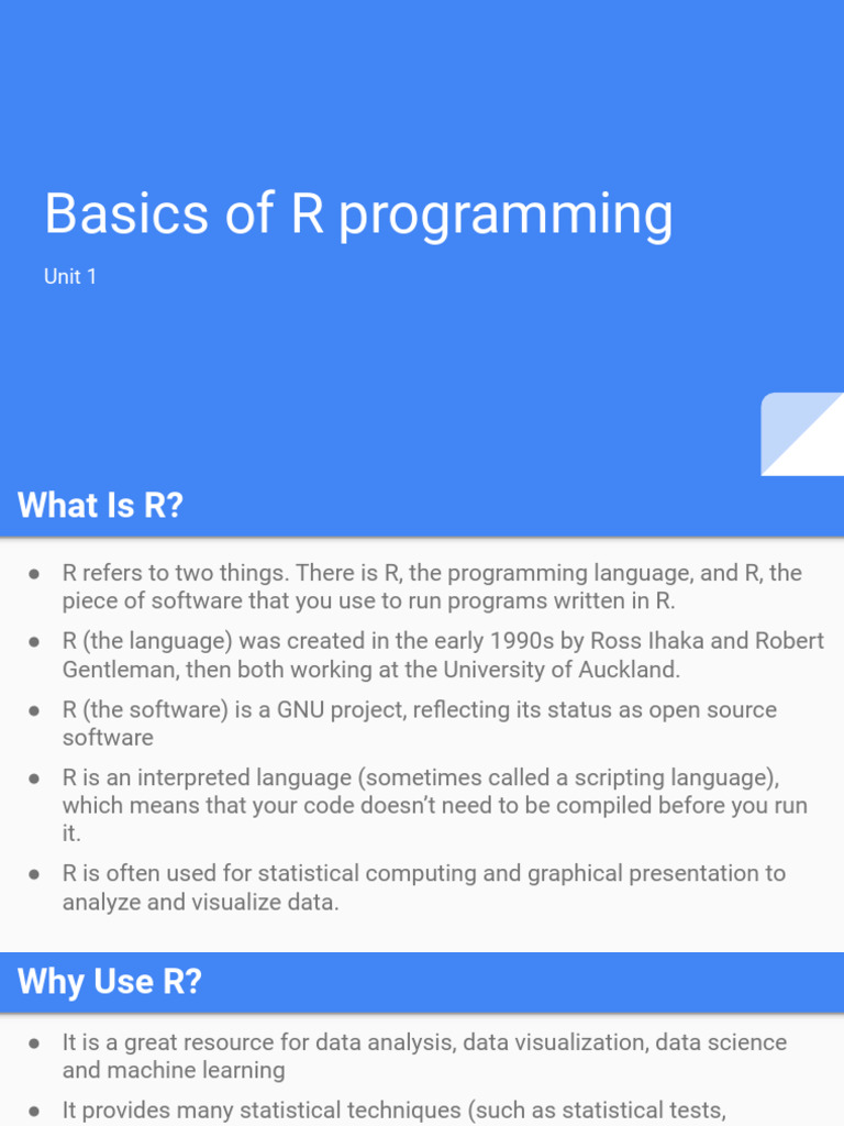 Basics of R Programming | PDF | Matrix (Mathematics) | Software Basics of R Programming | PDF | Matrix (Mathematics) | Software