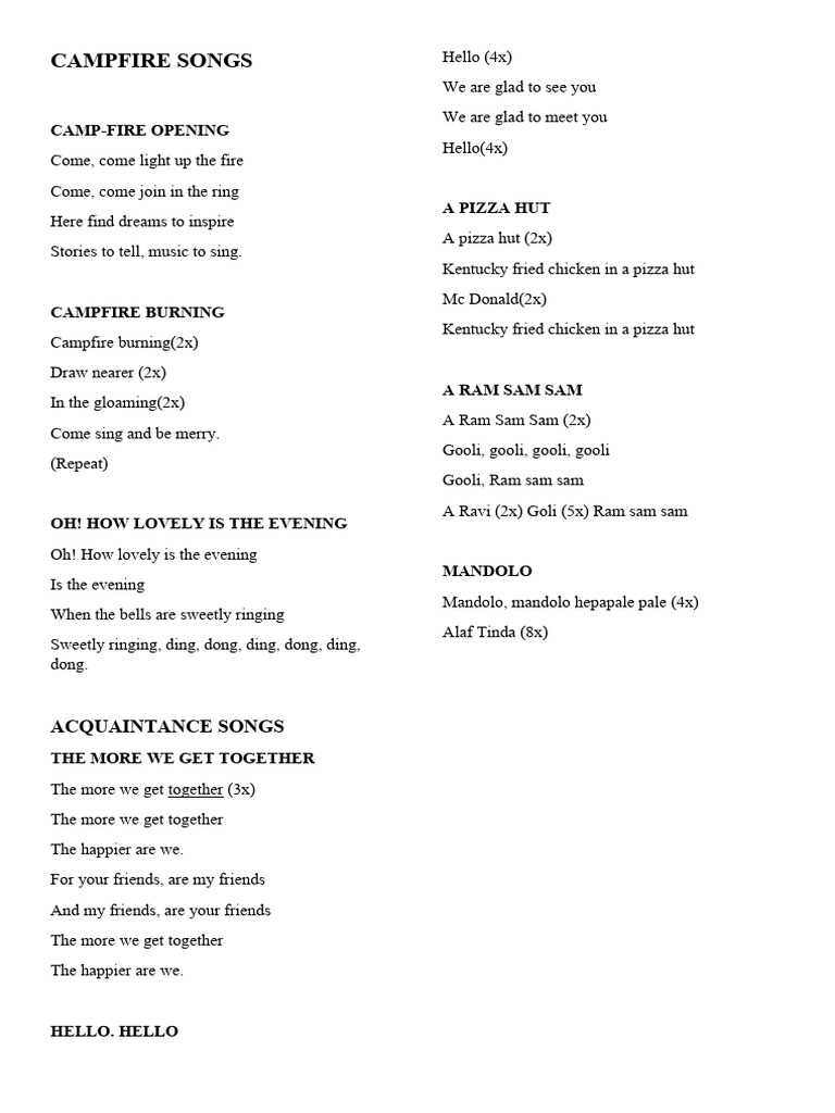 CAMPFIRE-SONGS | PDF