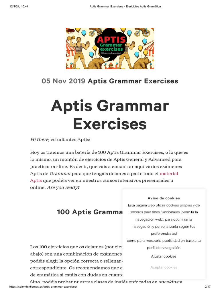 Aptis Grammar Exercises - Ejericicios Aptis Gramática | PDF | Lingüística