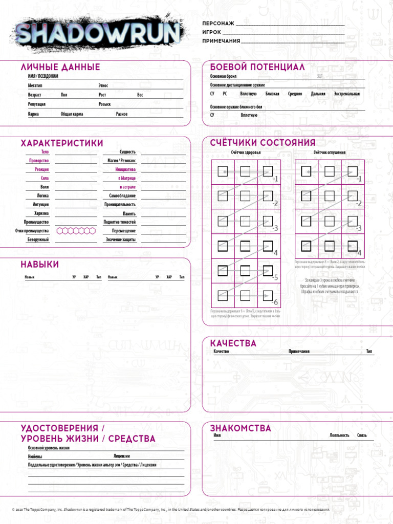 Shadowrun Character Sheet | PDF