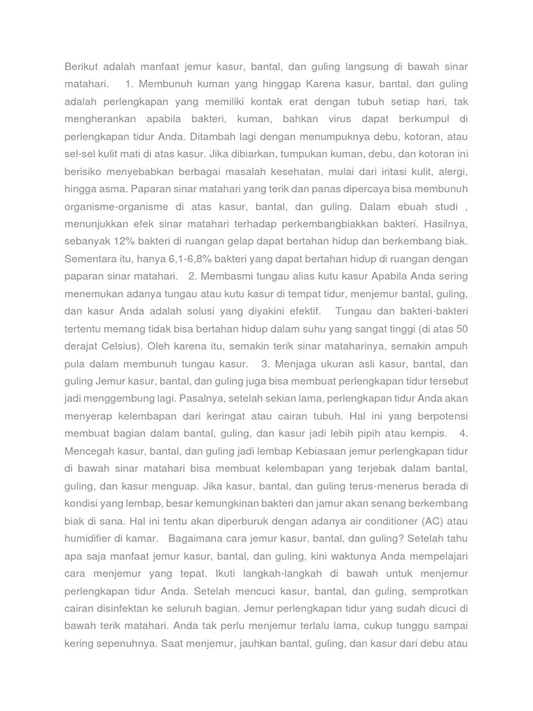 Manfaat Menjemur Kasur dan Bantal | PDF