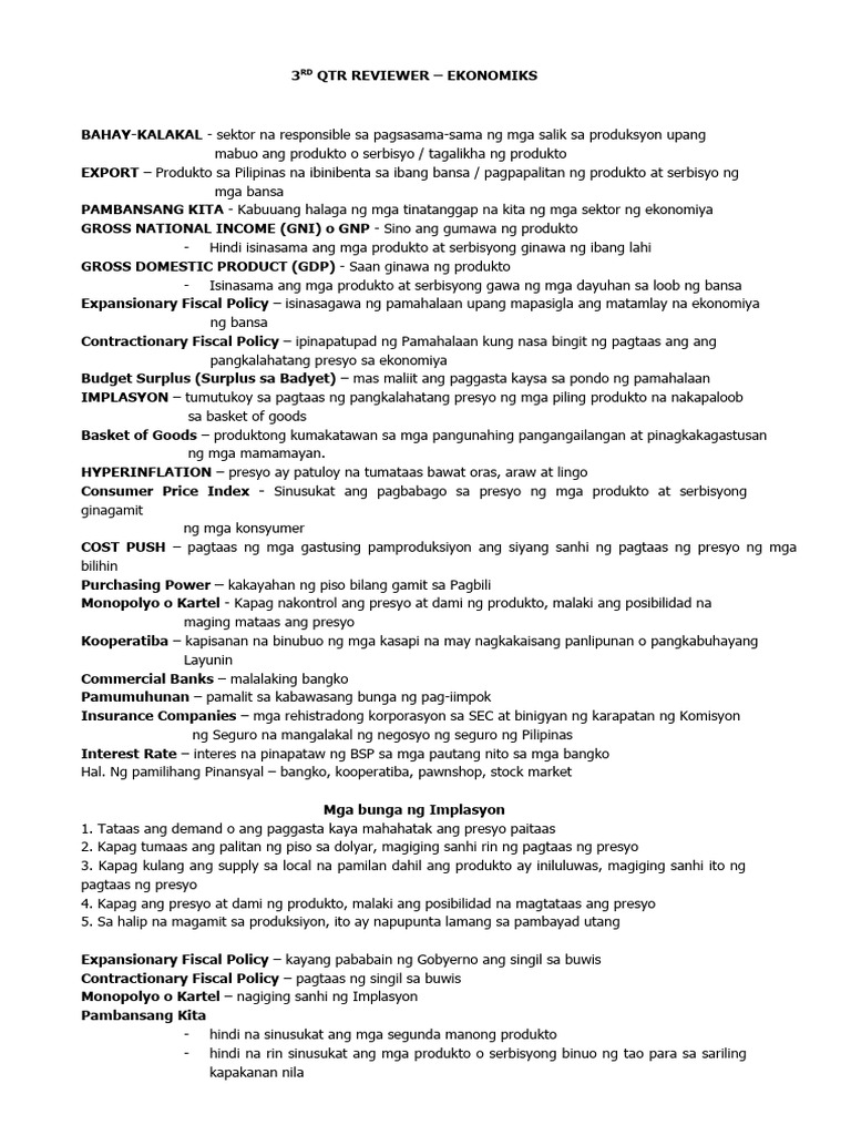 3RD QTR Reviewer | PDF