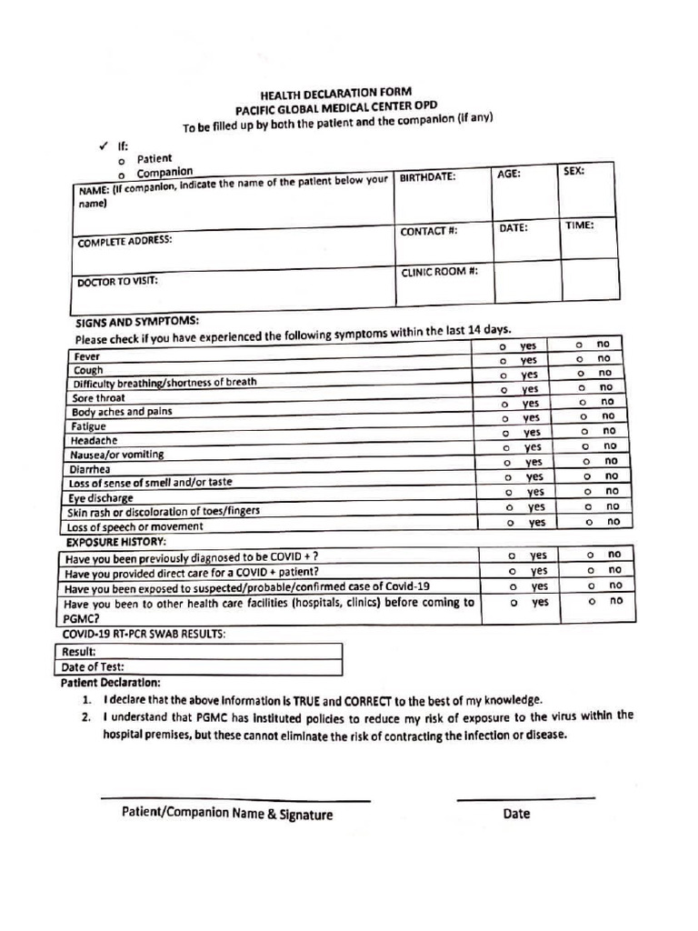 PGMC-Health Declaration Form | PDF
