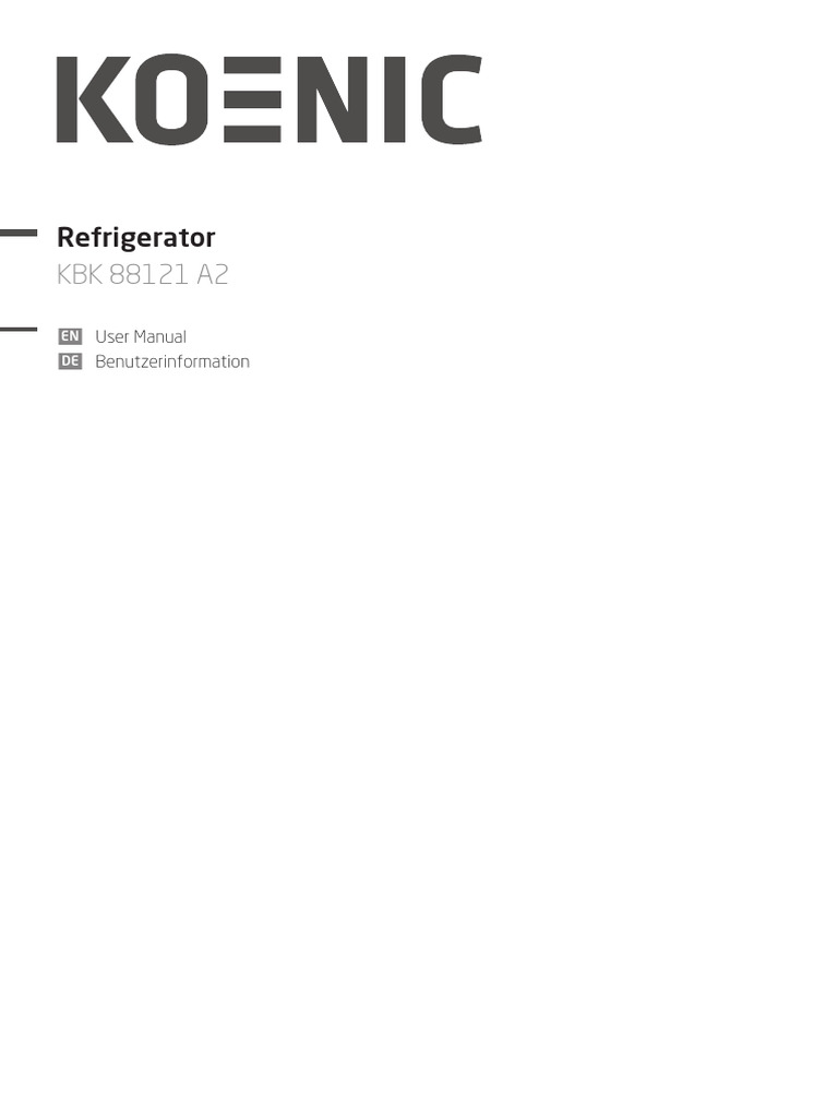 Koenic KBK 88121 A2 Refrigerator | PDF | Refrigerator | Ac Power Plugs ...
