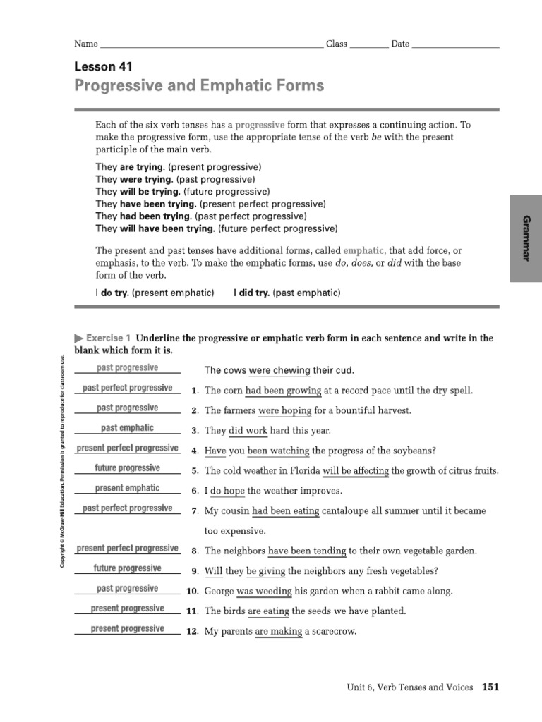 AK - T2 - Week 8 - Lesson 41 - Progressive and Emphatic Forms | PDF