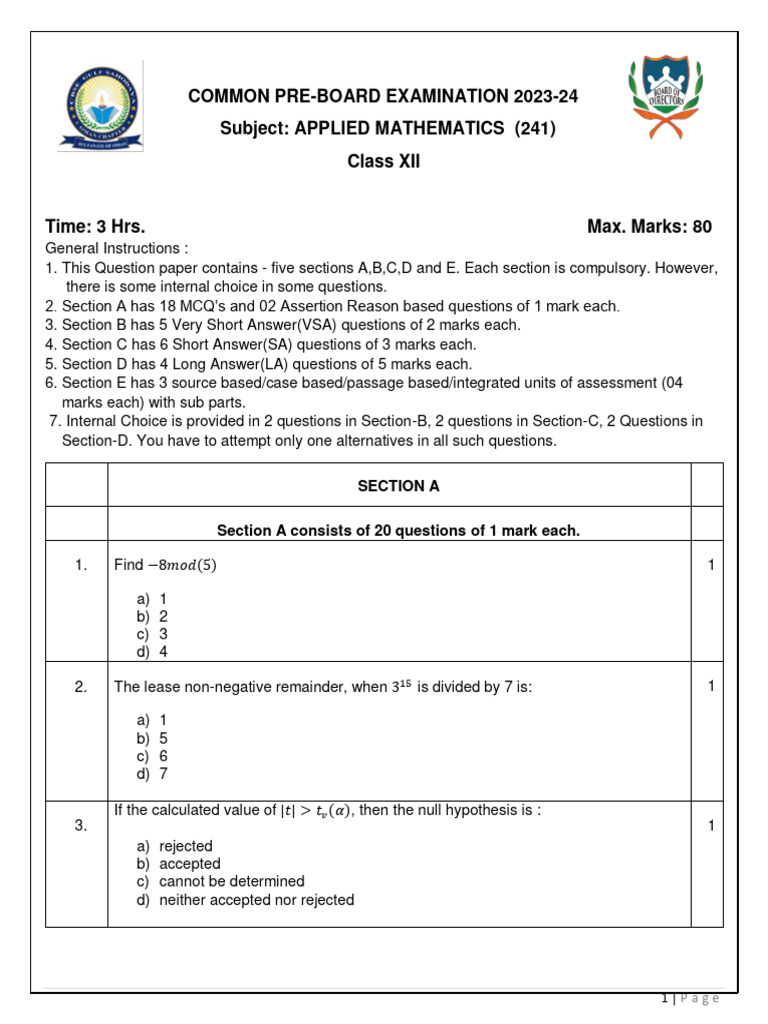 QP - Applied Mathematics - XII | PDF | Economic Surplus | Interest