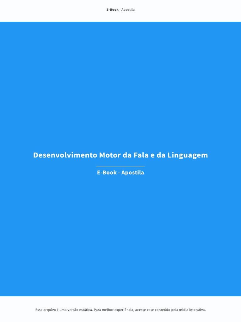 Desenvolvimento Motor Da Fala e Da Linguagem | PDF