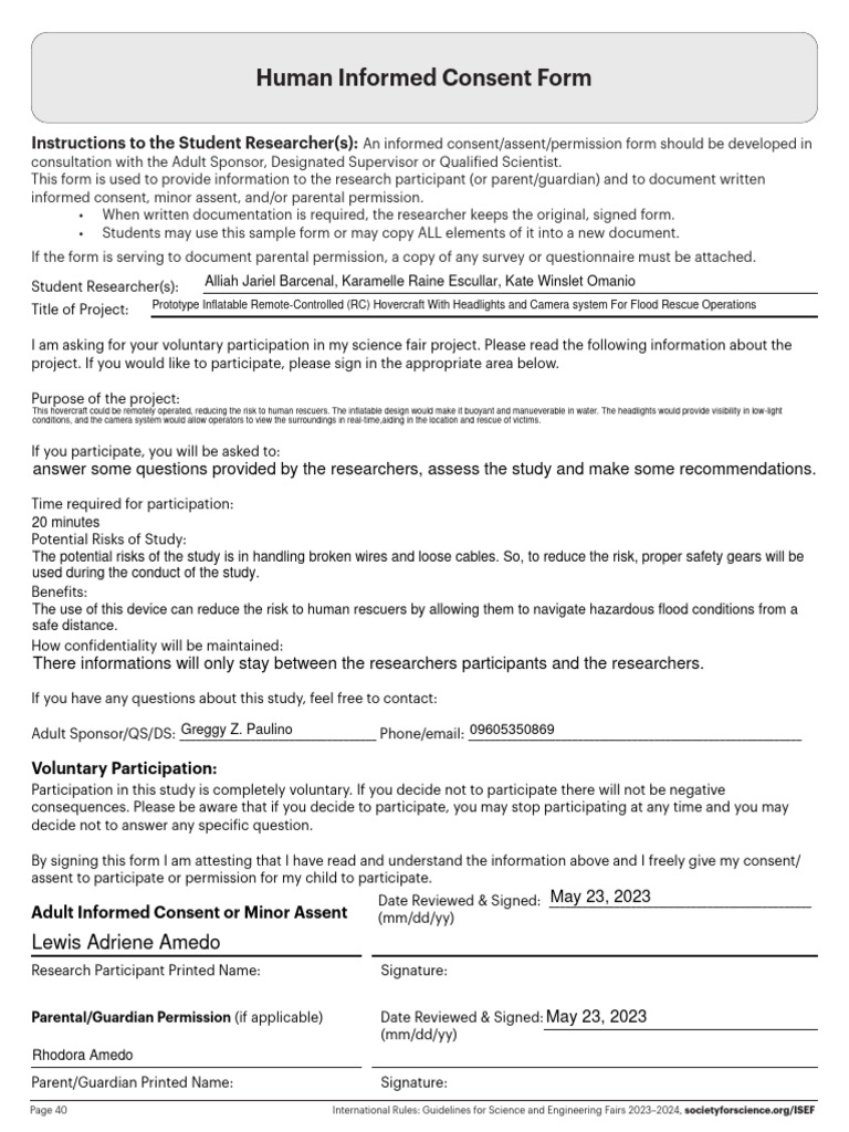 Human Informed Consent Form Template | PDF | Informed Consent | Safety