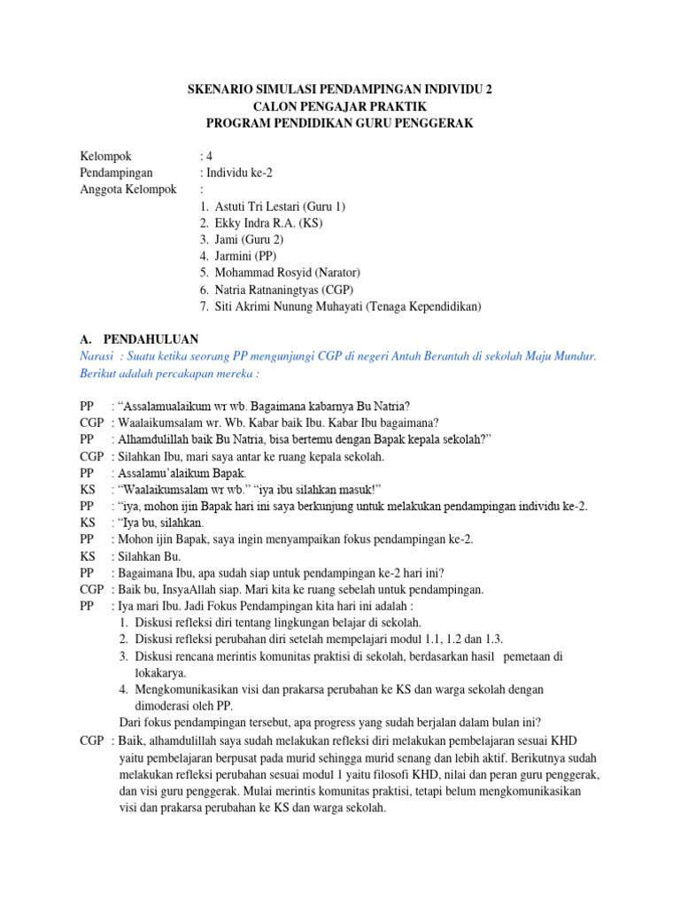 Skenario Simulasi Pendampingan Individu 2 Kelompok 4 | PDF