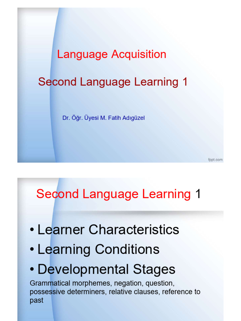 Week 4 Second Language Learning 1 Bölüm | PDF | Second Language Acquisition | Second Language
