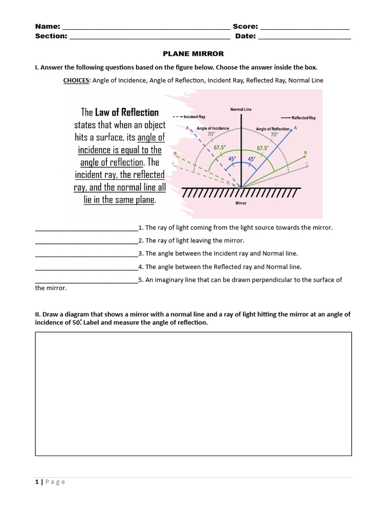 Grade 10 Tasks 2nd Q - A4 Paper | PDF | Mirror | Reflection (Physics)