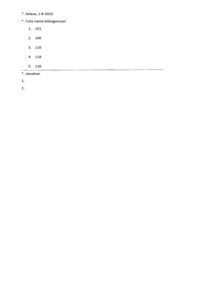 Nama Bilangan Ratusan | PDF