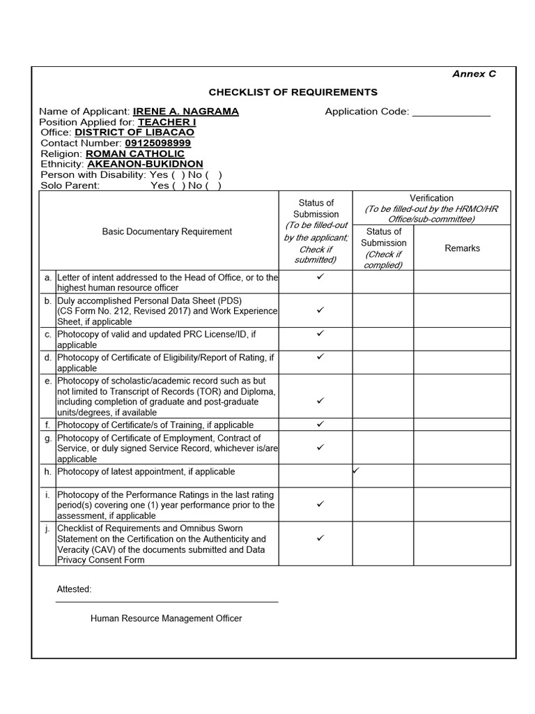Annex C - Checklist of Requirements and Omnibus Sworn Statement | PDF