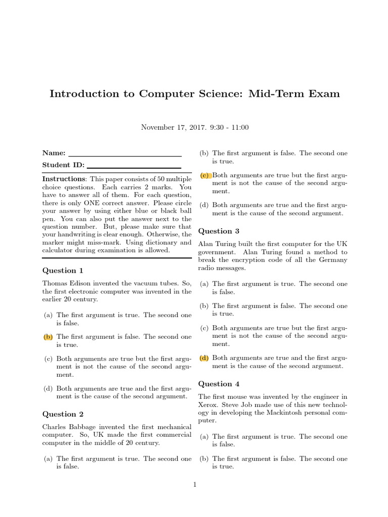 Computer Science Exam Guide | PDF | Logic Gate | Computing