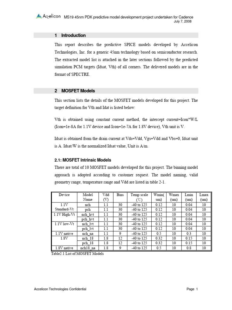 Gpdk045 PDK Model Report | PDF | Bipolar Junction Transistor | Mosfet