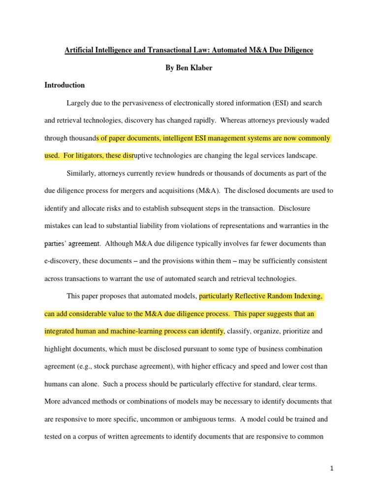 Reflective Random Indexing | PDF | Mergers And Acquisitions | Due Diligence