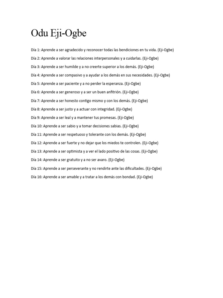 Consejos de Ifa Odu Eji-Ogbe | PDF
