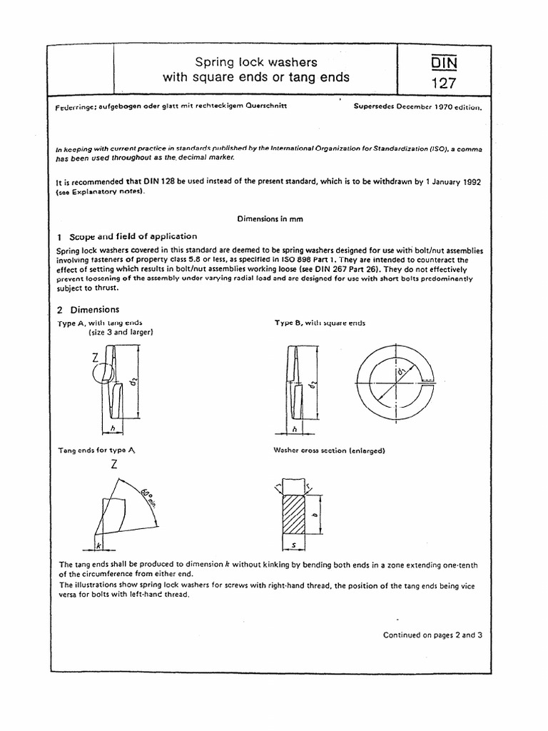 DIN 127 Spring Lock Washer Standards | PDF | Screw | Washer (Hardware)