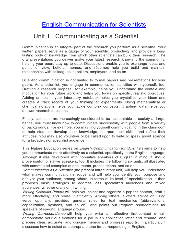 English Communication For Scientists | PDF | Communication | Scientist
