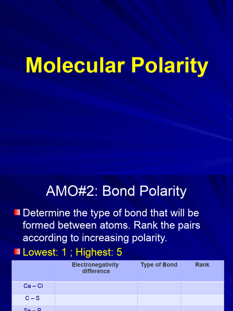 Molecular Polarity | PDF | Chemical Polarity | Chemical Bond