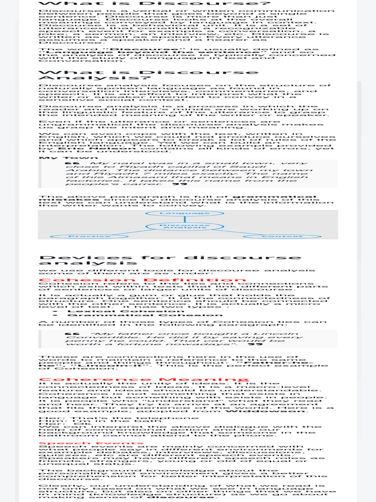 Discourse Analysis Cohesion & Coherence Meaning in Linguistics Language ...
